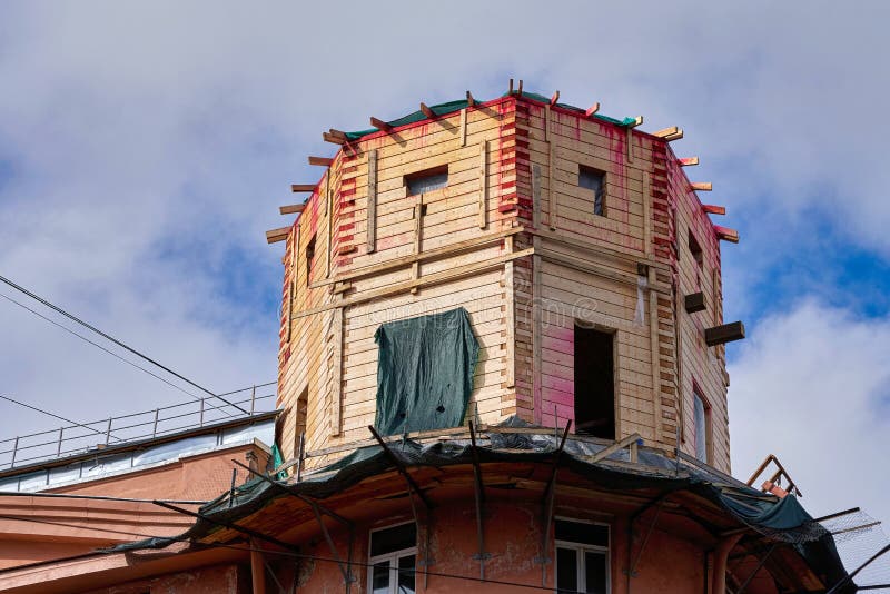 Wooden Superstructure of the Romanian Peles Castle Stock Photo - Image ...