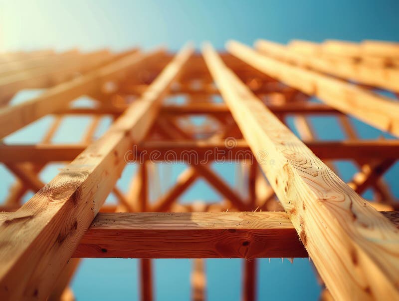 Wooden Support Structures Form Detailed Framework at a Development Site ...