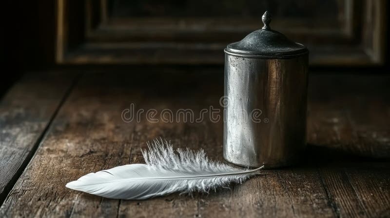 On a Wooden Surface, an Antique Feather Display is Beautifully ...