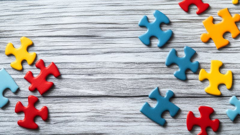 A Wooden Surface Features an Array of Colorful Puzzle Pieces To Inspire ...