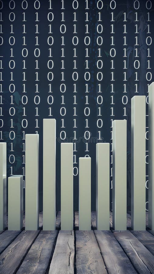Wooden Surface with Vertical Bars and Binary Numbers, Signifying Data ...