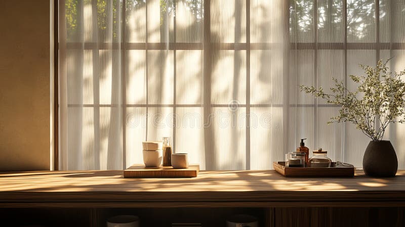 Wooden Surfaces with Morning Light Streaming through the Window. Stock ...