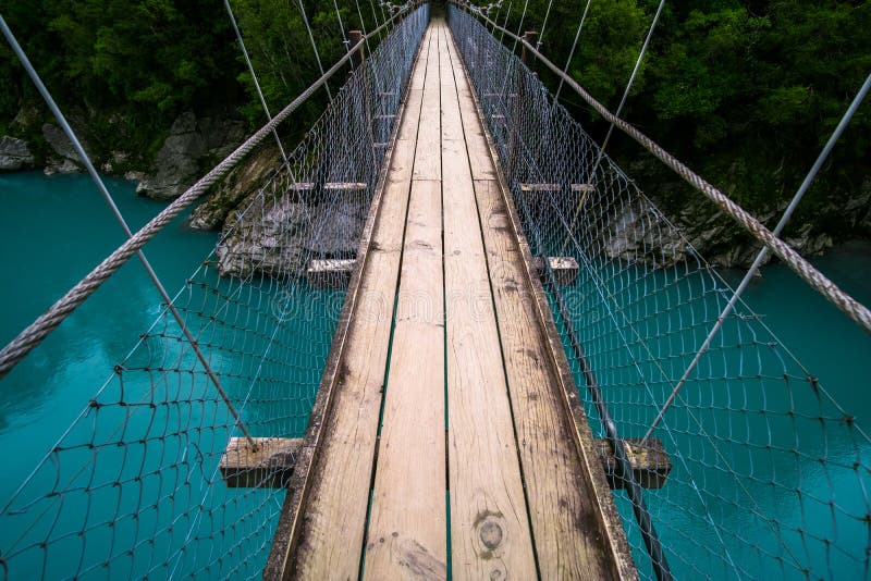 Swing Bridge Cross a Creek in a Beautiful Nature Stock Image - Image of ...