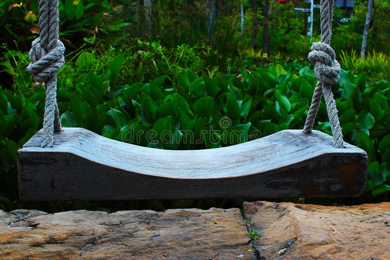 Wooden Swing Chair in the Park Stock Image - Image of structure, park ...
