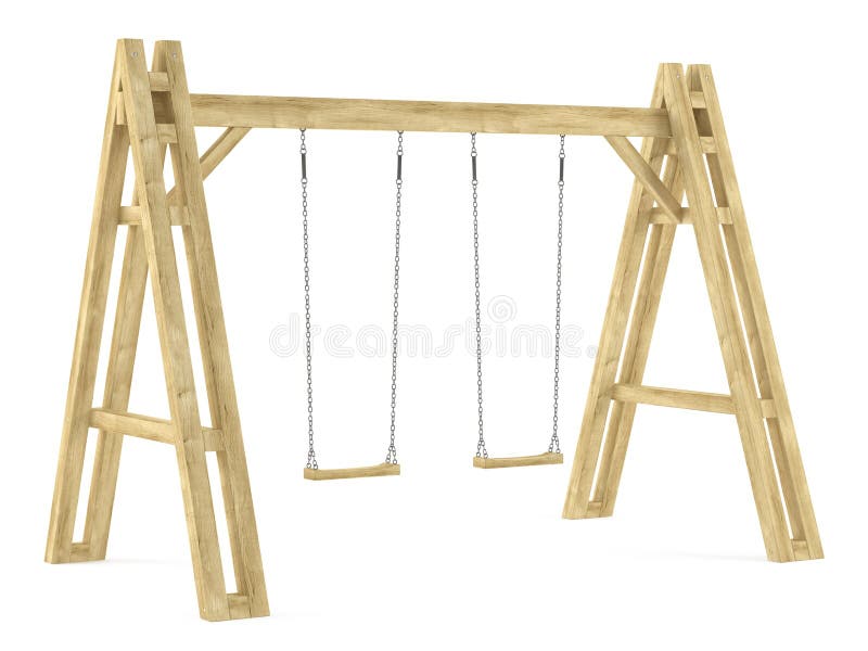 Wooden swing isolated stock illustration. Illustration of recreation ...