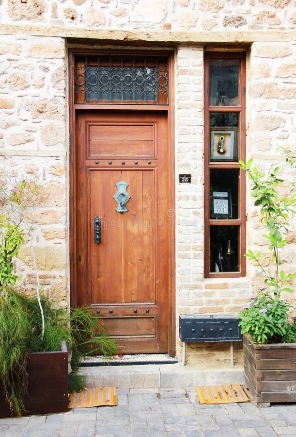Wooden Swinging Doors in the Building with Decorative Patterns and ...