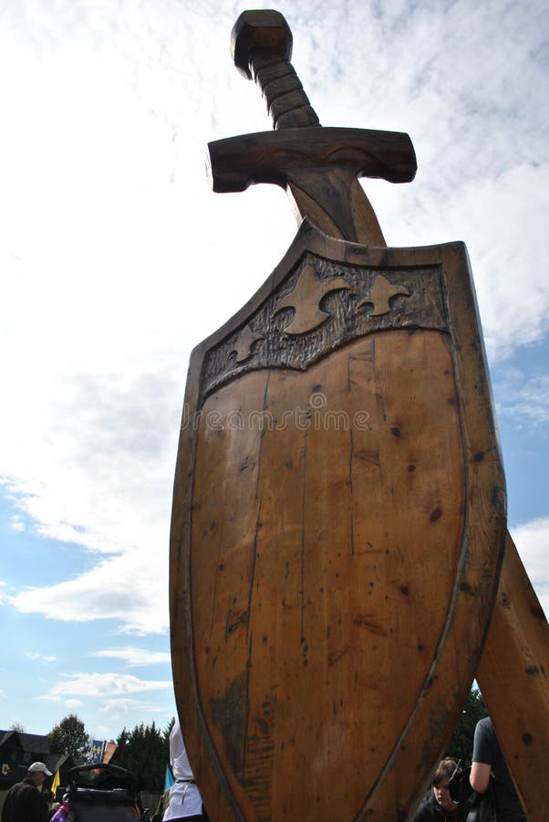 Wooden sword and shield stock image. Image of wood, sword - 45803321