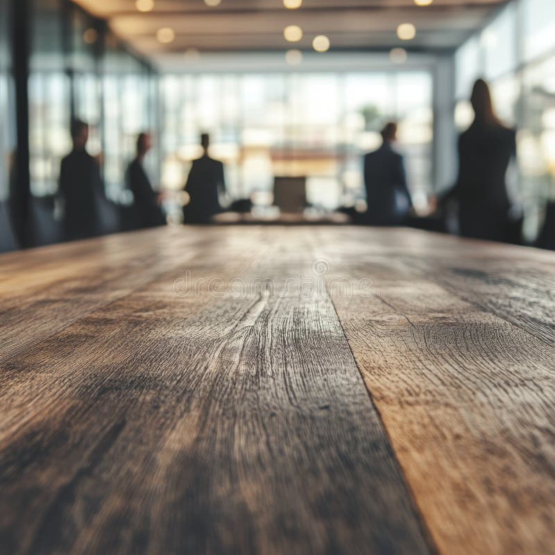 Wooden Table with Abstract Background. Business Concept Stock ...