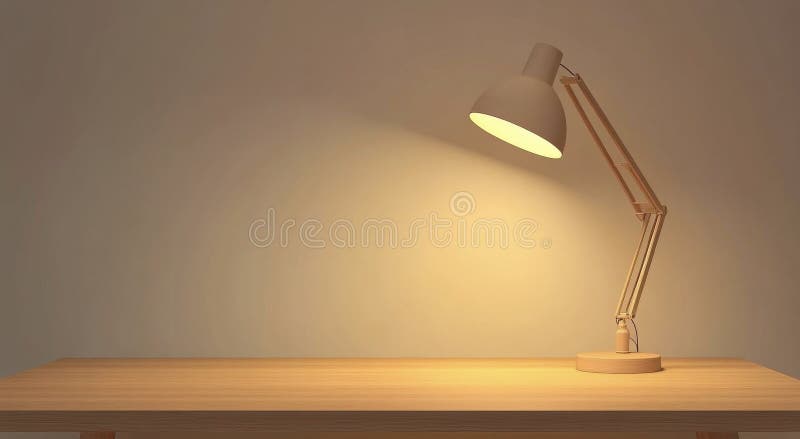 A Wooden Table with an Adjustable Desk Lamp Casting Warm Light in a ...