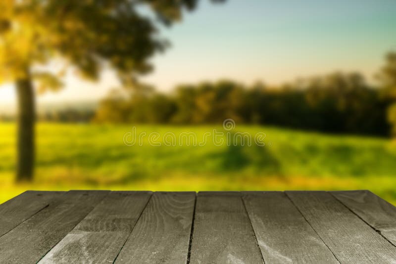 Wooden Table Backdrop Against Rural Scene Stock Image - Image of beauty ...