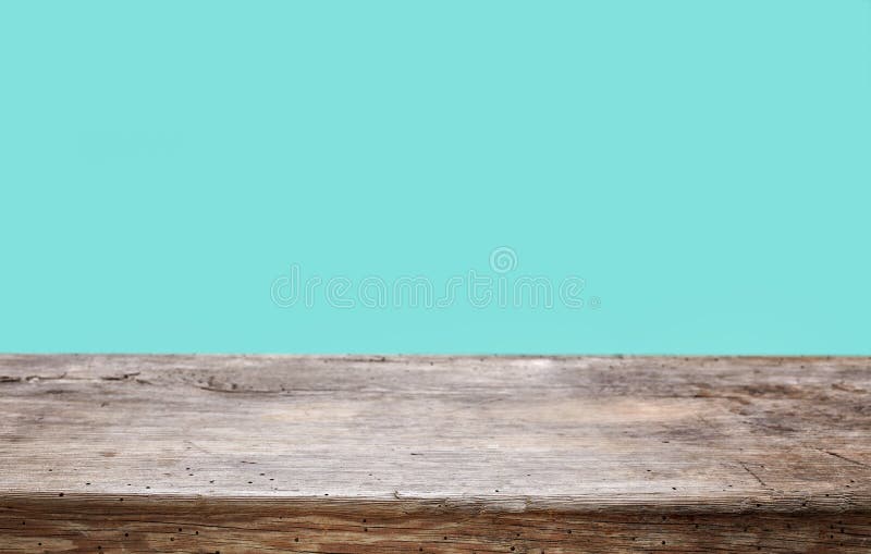 Wooden Table and Blue Background Stock Image - Image of product, space ...