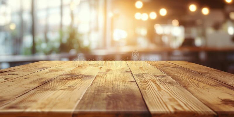 Wooden Table in Blurred Ambient Setting, Good for Backgrounds and ...