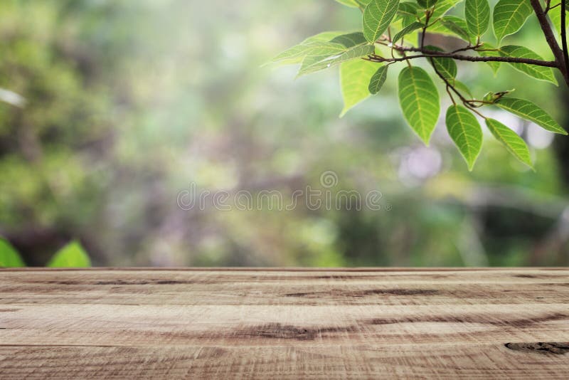 Wooden Table and Blurred Green Nature Garden Background. Stock Image ... Wooden Table and Blurred Green Nature Garden Background. Stock Image ...