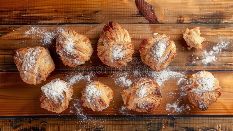 A Wooden Table with a Bunch of Pastries on it, AI Stock Photo - Image ...