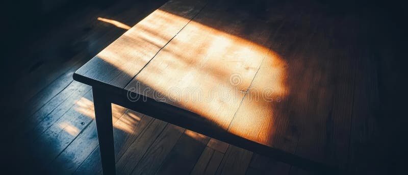A Wooden Table Casts a Distinct Shadow, Highlighting Its Texture and ...