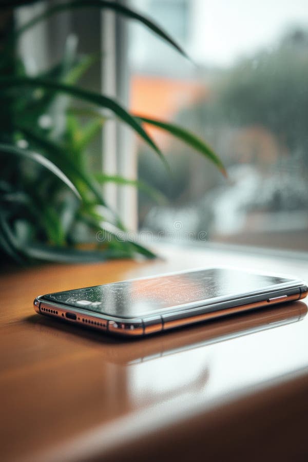 Wooden Table with Cell Phone Stock Image - Image of accessory, mobile ...