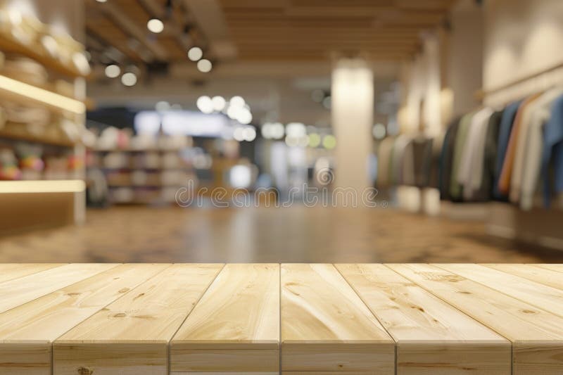 Wooden Table Clothing Store Clothes Accessories Displayed Stock Photos ...