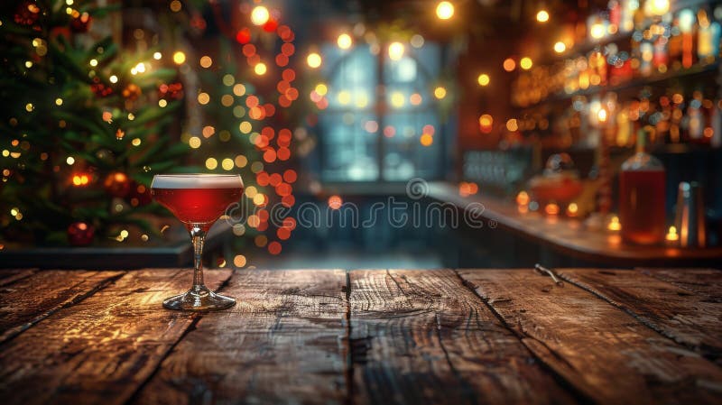 Wooden Table with Cocktail Glass Stock Image - Image of classy ...