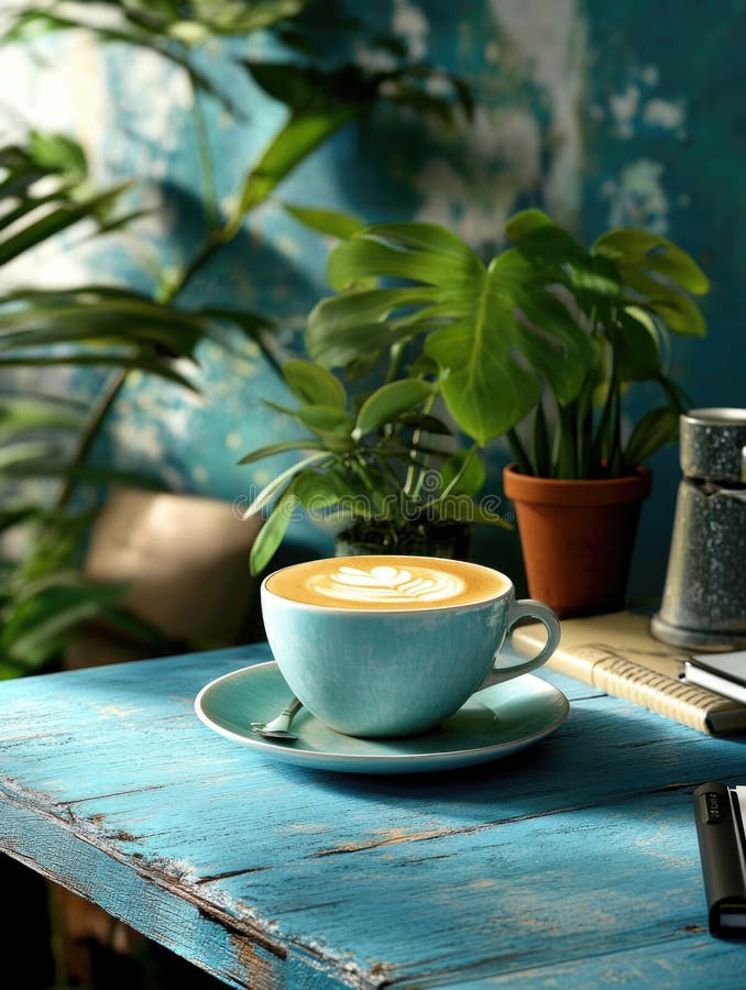 Wooden Table with Coffee Cup Stock Image - Image of relax, beverage ...