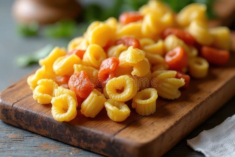 Wooden Table and Colorful Macaroni Stock Illustration - Illustration of ...