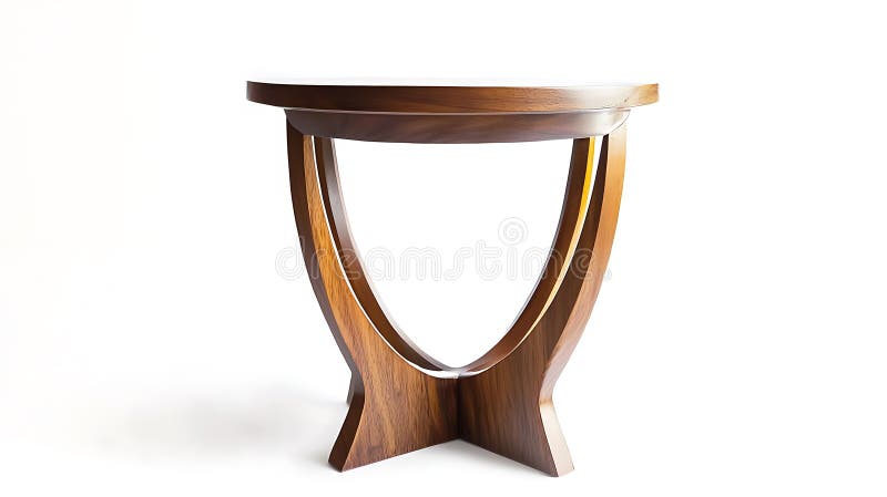 A Wooden Table with a Curved Top and a Wooden Base Stock Photo - Image ...