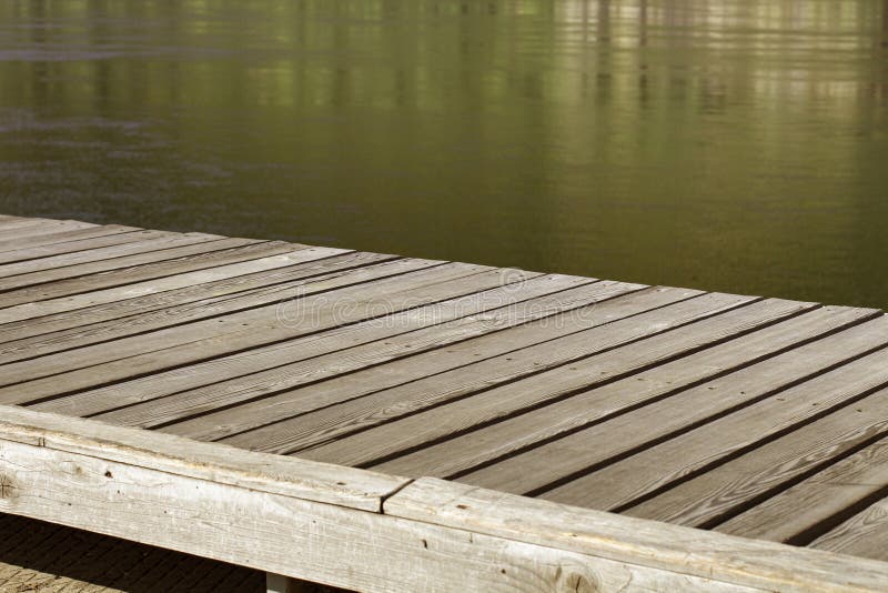 Wooden Table or Decking on the River Bank, Close-up Stock Image - Image ...