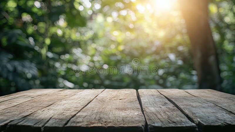 Wooden Table in Forest. Nature Background Stock Photo - Image of summer ...