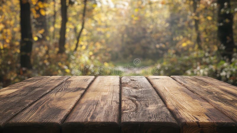 A Wooden Table in a Forest Setting, Creating a Rustic and Inviting ...