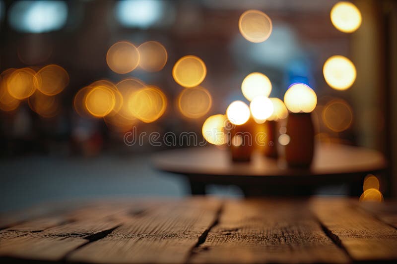 Wooden Table in Front of an Abstract Blurred Background. Illustration ...