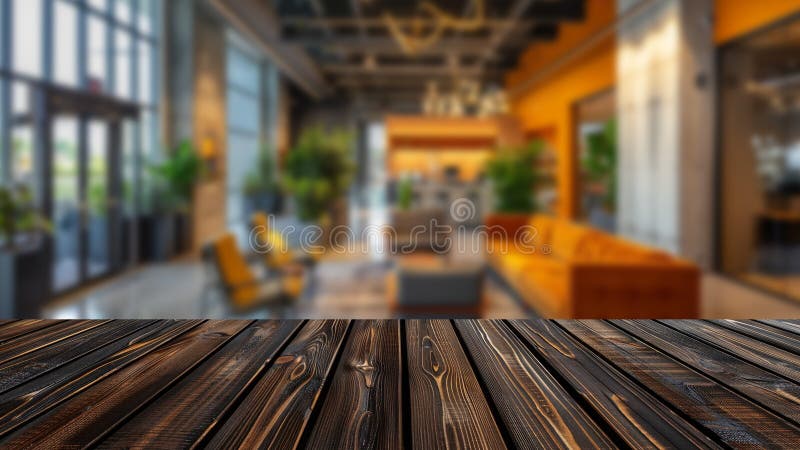 Empty Office Table with Background Blur for Displays. Stock Image ...