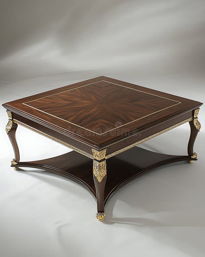 Wooden Table with a Gold Border and a Star Design Stock Image - Image ...