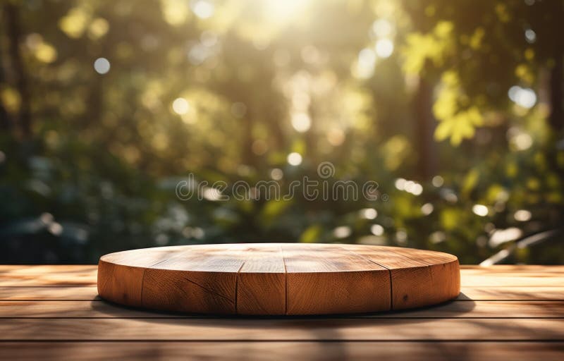 Wooden Table on the Ground with Blurred Sun Rays Stock Photo - Image of ...