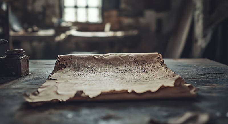 On a Wooden Table, Handwritten Letters Resting on Dirt and Debris Stock ...