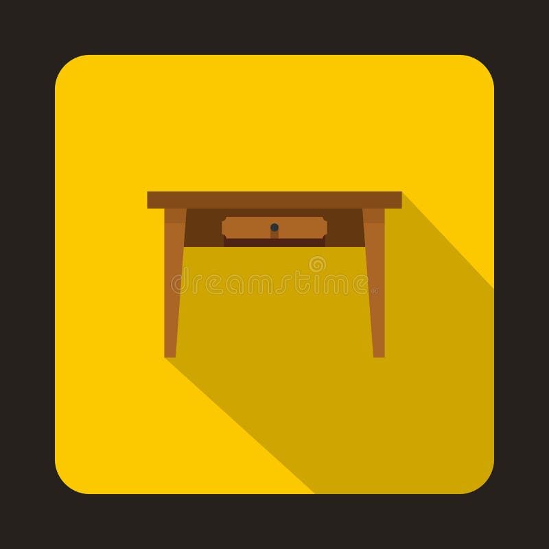 Wooden Table Icon, Flat Style Stock Vector - Illustration of room ...