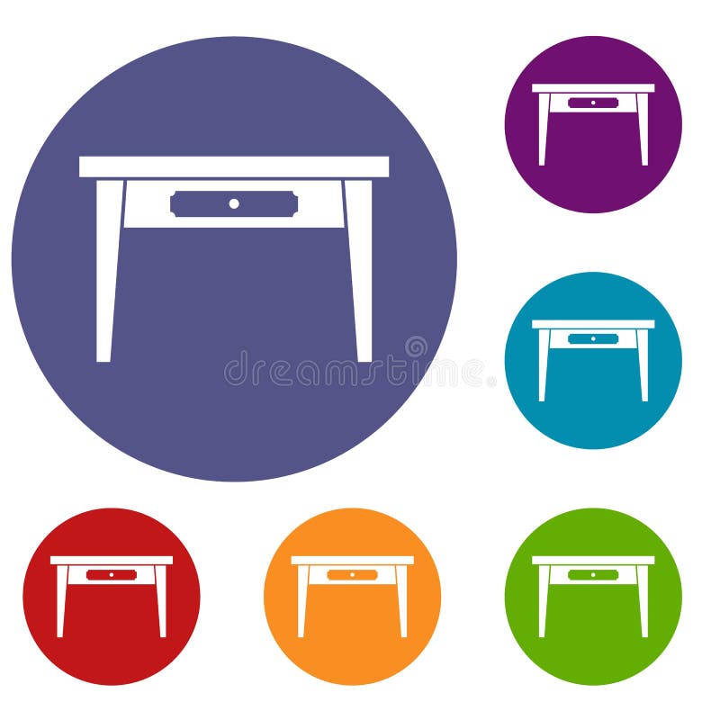 Wooden table icons set stock vector. Illustration of desk - 95792261