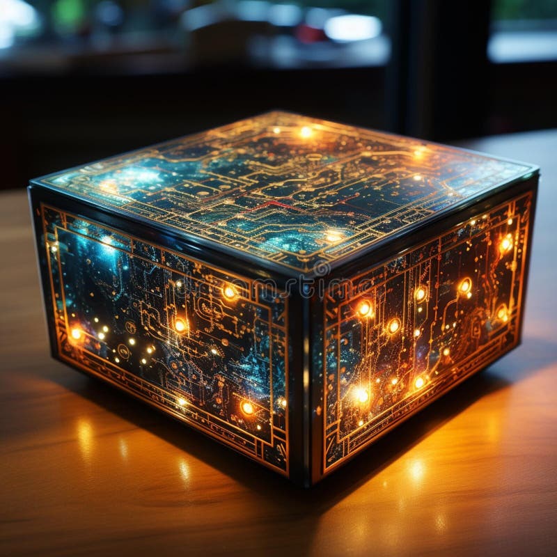 Wooden Table is Illuminated by a Lighted Box. AI-generated Stock ...