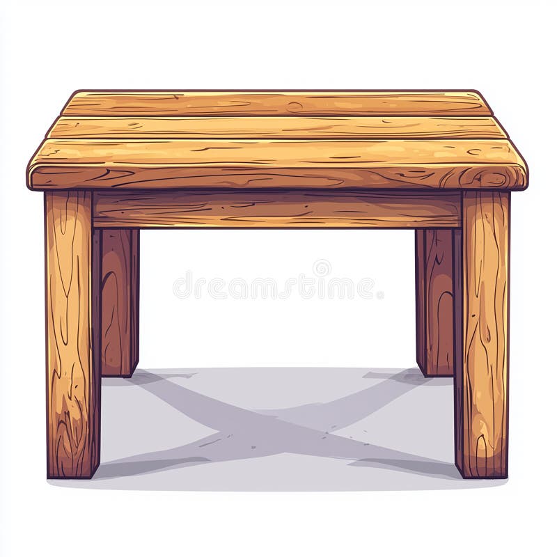 Wooden Table Illustration Showcasing a Rustic Design and Solid ...