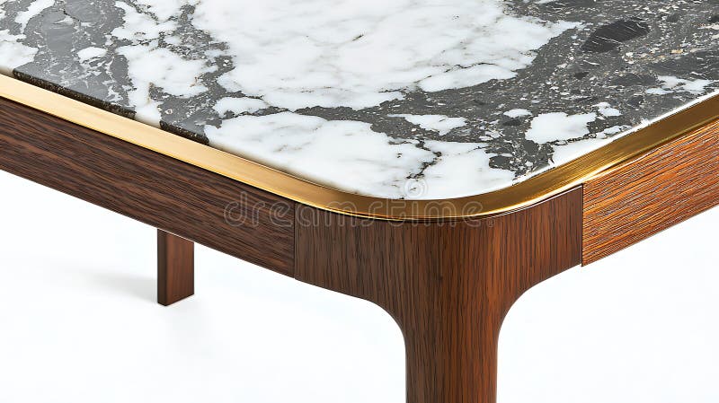A Wooden Table with a Marble Top and Gold Trim Stock Illustration ...