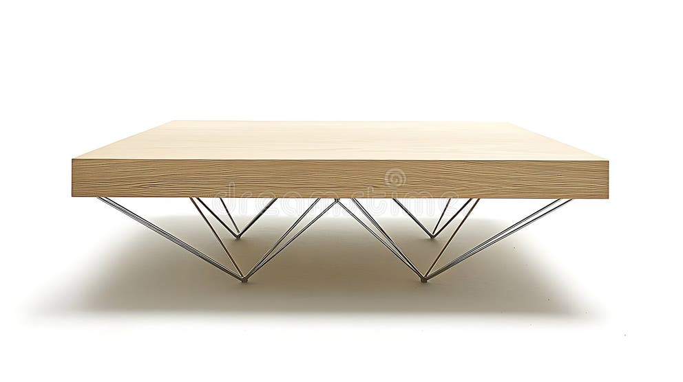 Wooden Table with a Metal Frame and a Wire Design Stock Illustration ...