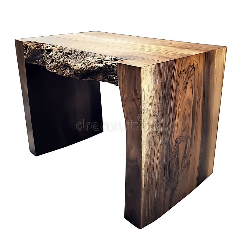 A Wooden Table with a Natural Wood Grain and a Rough Edge Stock Image ...