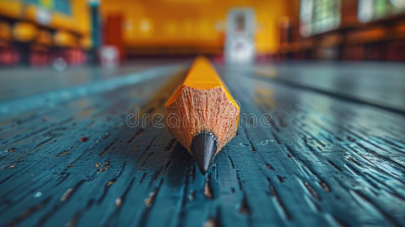 Pencil on Wooden Table stock image. Image of pencil - 316516643
