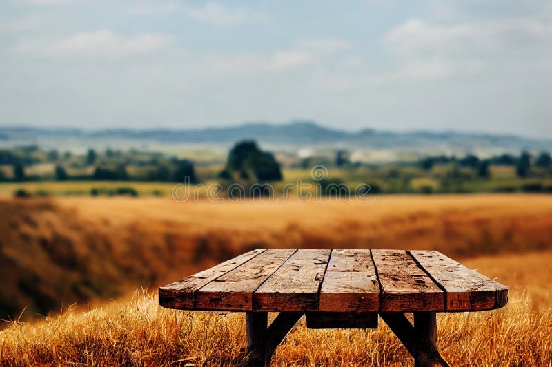 Wooden Table for Product Display on the Foreground 3D Visualization ...
