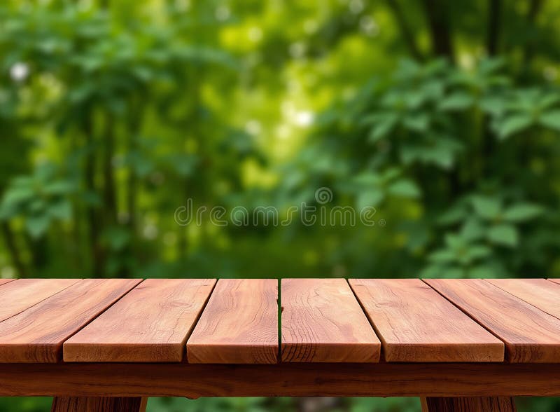 Wooden Table for Product Presentation with Nature Background Stock ...