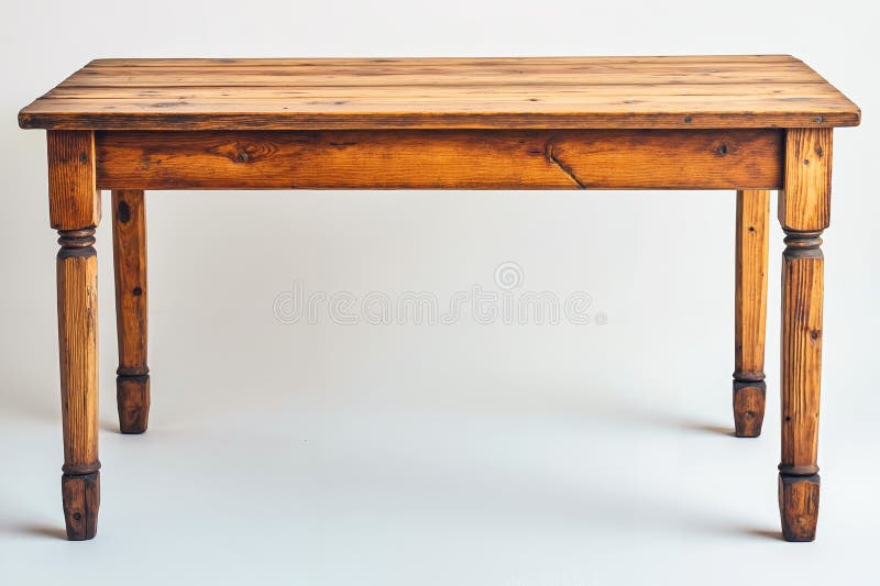 A Wooden Table with Turned Legs on a White Background Stock ...