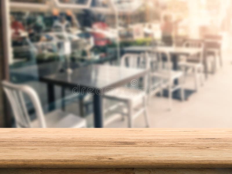 Wooden Table with Restaurant Background Stock Image - Image of space ...