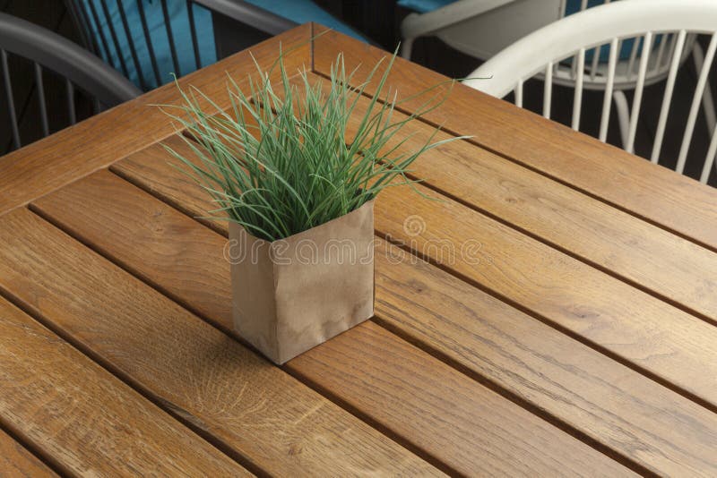 Wooden Table in Restaurant Top View Stock Photo - Image of background ...