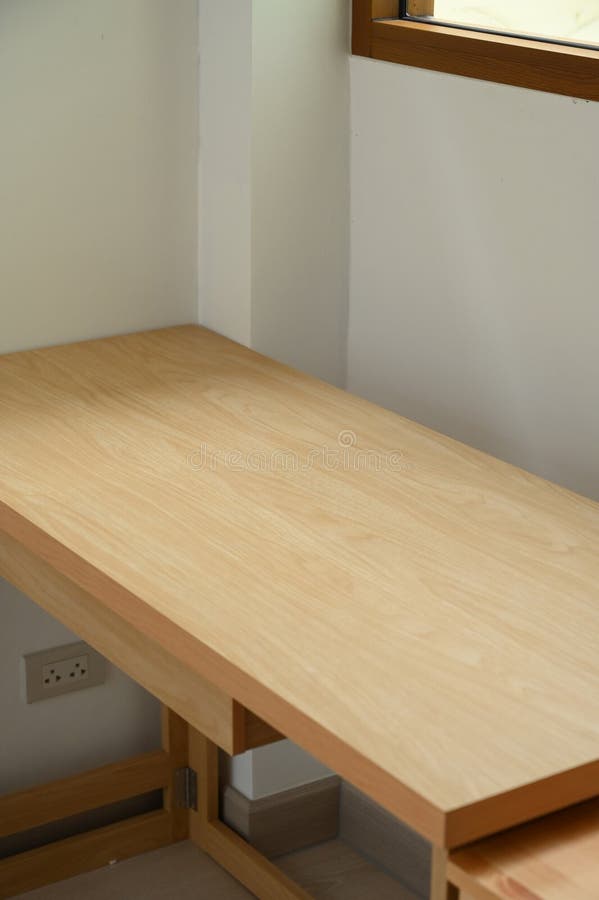 Close Up Wooden Table in the Room, Interior Design Stock Image - Image ...