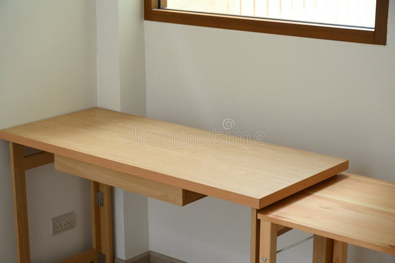 Plank Wooden Table in the Room, Interior Design Stock Photo - Image of ...