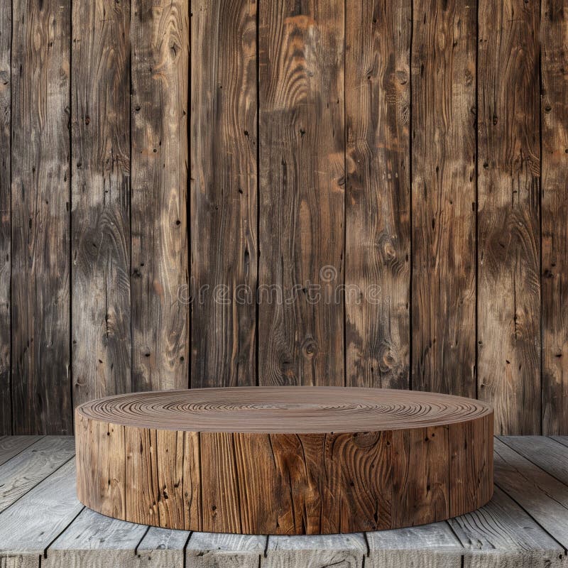 A Wooden Table with a Round Wooden Platform on Top of it Stock ...