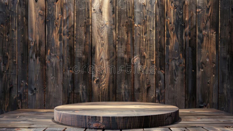 A Wooden Table with a Round Wooden Platform on Top of it Stock ...